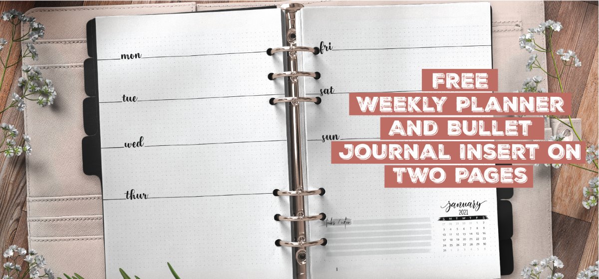 Free Weekly Planner And Bullet Journal Insert On Two Pages