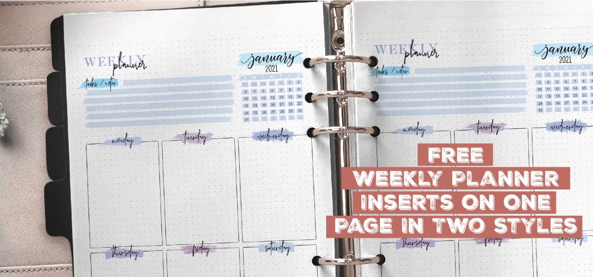 Free Weekly Planner Insert On One Page - Planners and Bullet Journals