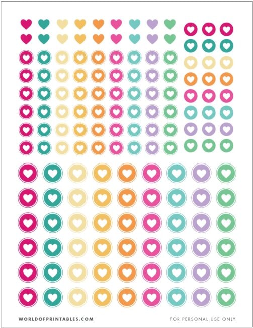 Free Printable Heart Planner Stickers - World of Printables
