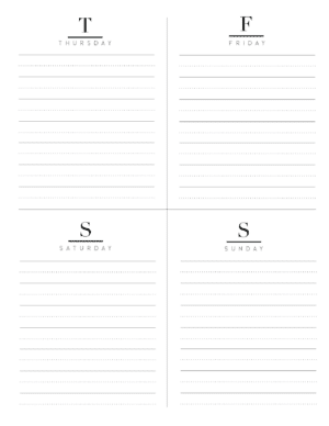 Free Weekly Planner Inserts On Two Pages In Formal Style