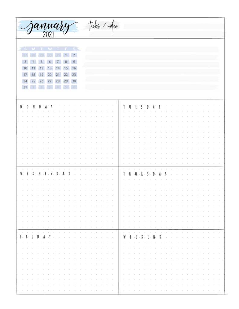 Free Weekly Planner Pages For Bullet Journals - Ideas and Inspirations