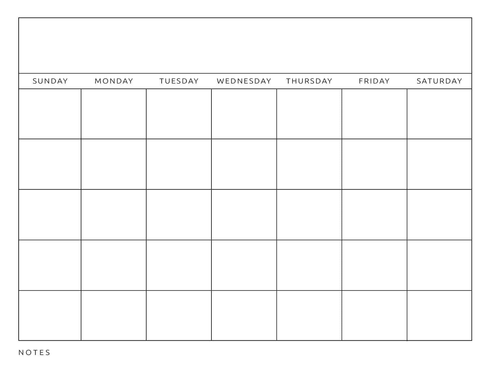 Blank One Month Calendar Template