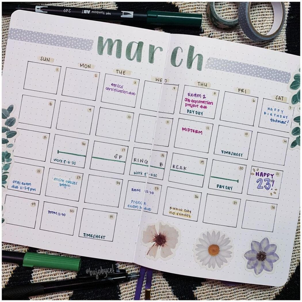 50+ Best March Bullet Journal Spread Ideas