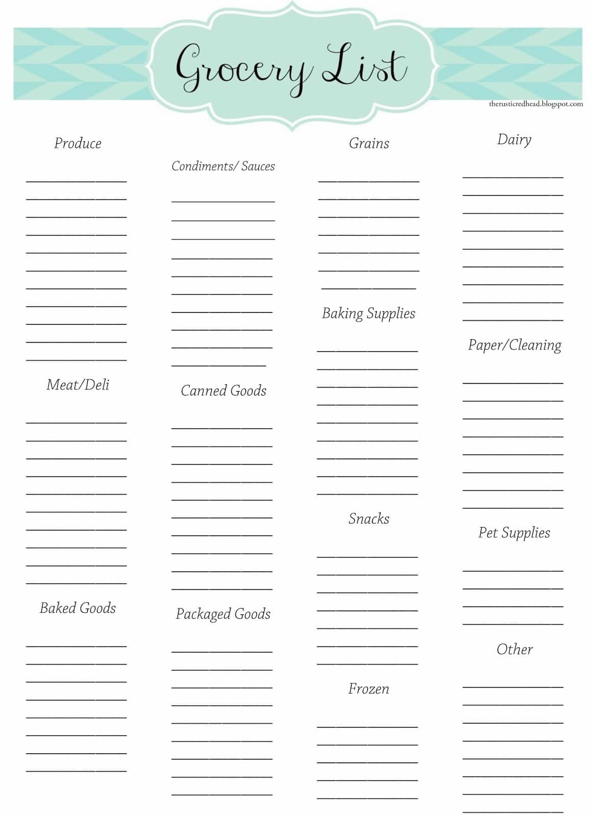 Organized Meg Grocery List Printables Printable Grocery List With 