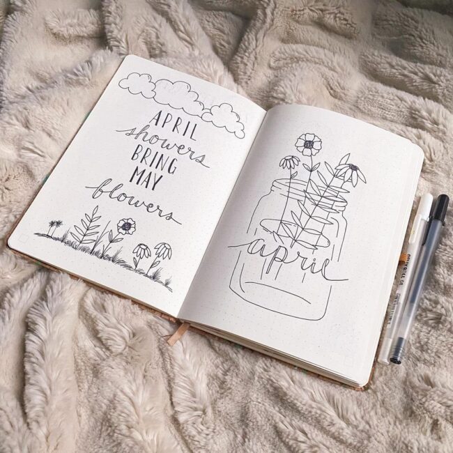 50 Best April Bullet Journal Covers To Try + Free Printables