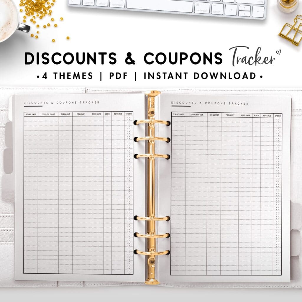 Discounts & Coupons Tracker - World of Printables