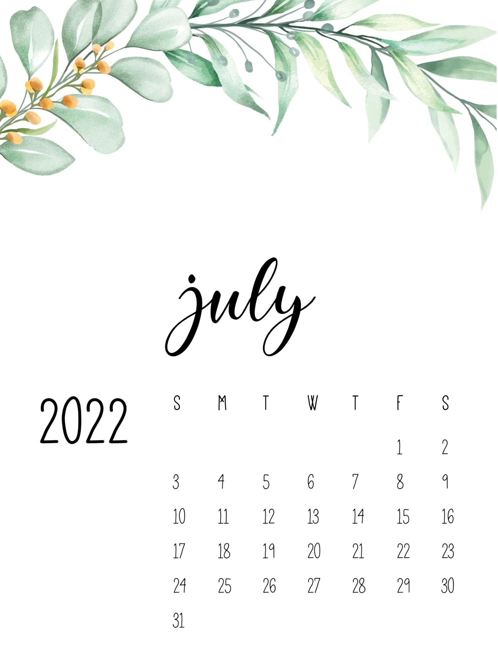Free Printable July 2022 Calendars - World of Printables