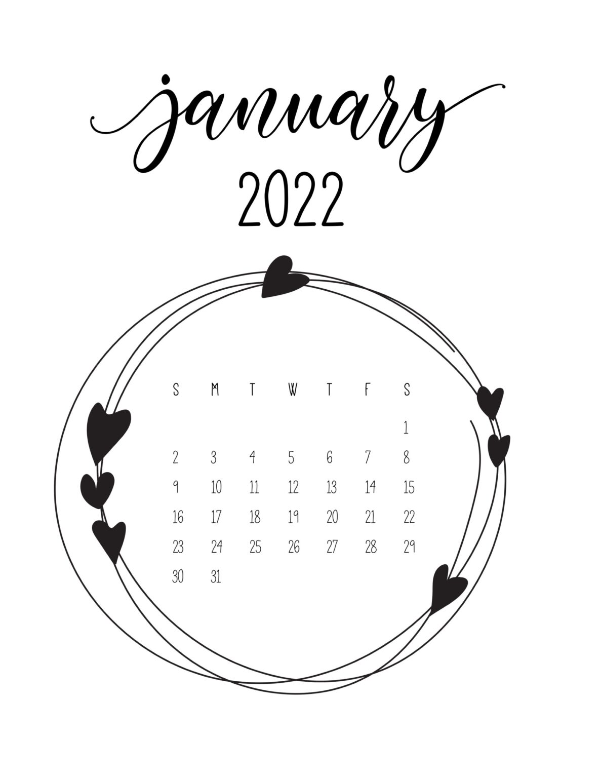 Free Printable January 2022 Calendars - World of Printables