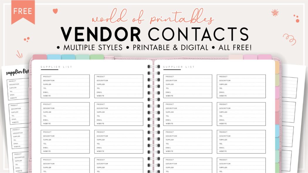 FREE Vendor Contact List Template - World of Printables