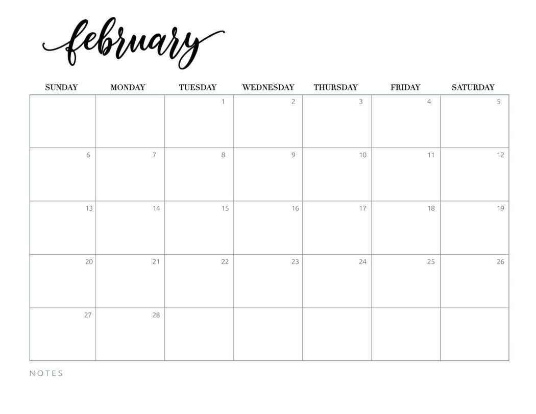 Free Printable February 2022 Calendars - World of Printables