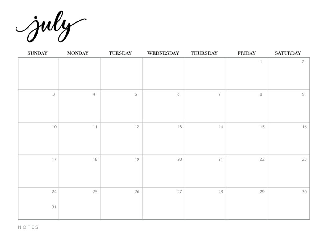 Free Printable July 2022 Calendars - World of Printables