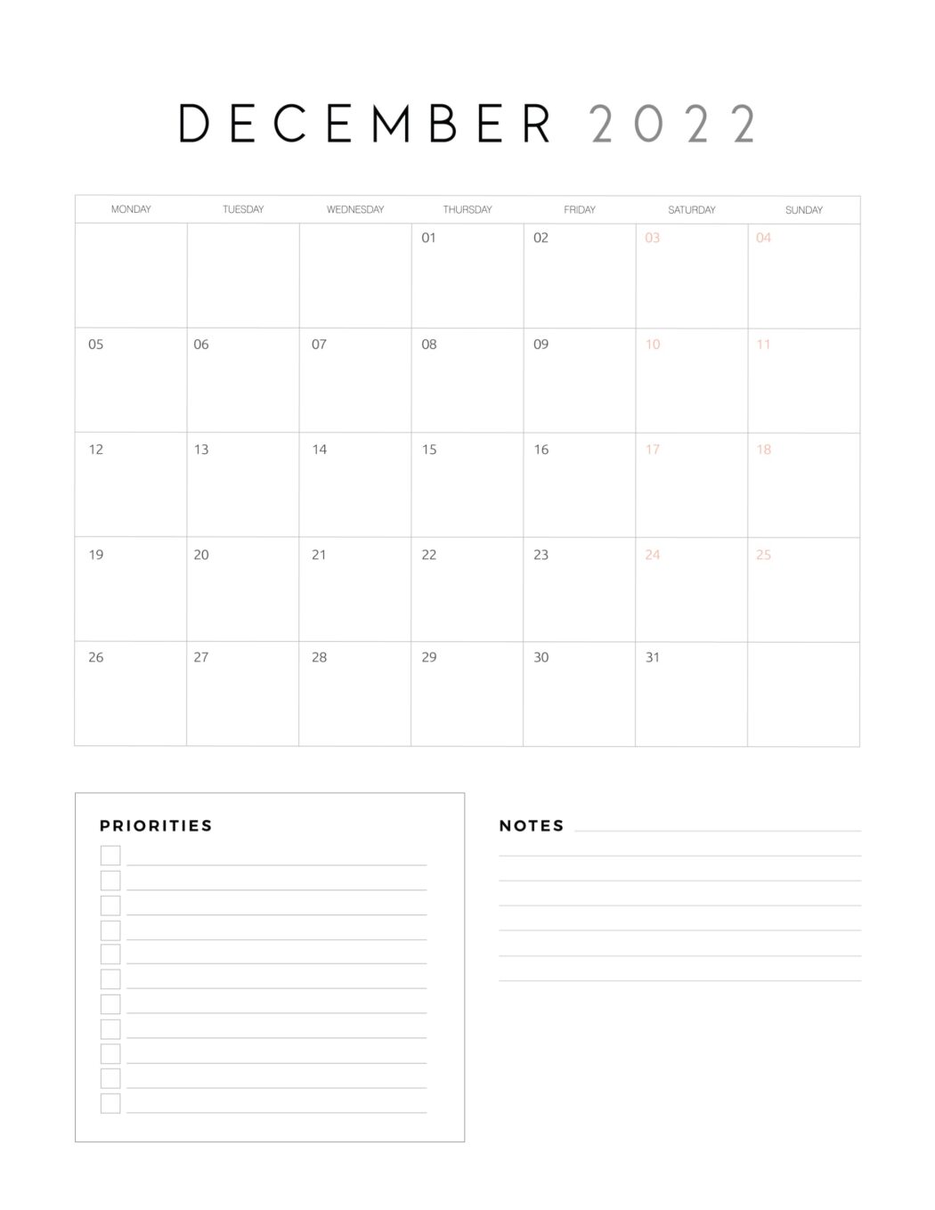 Free Printable December 2022 Calendars - World of Printables