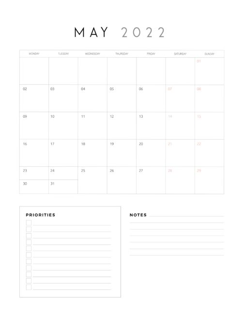 Free Printable May 2022 Calendars - World of Printables