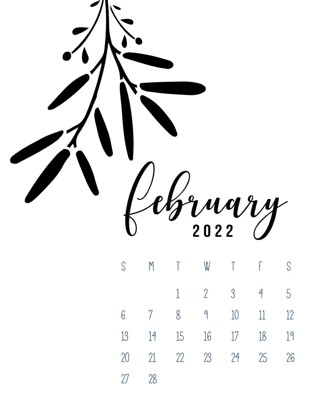 Free Printable February 2022 Calendars - World of Printables