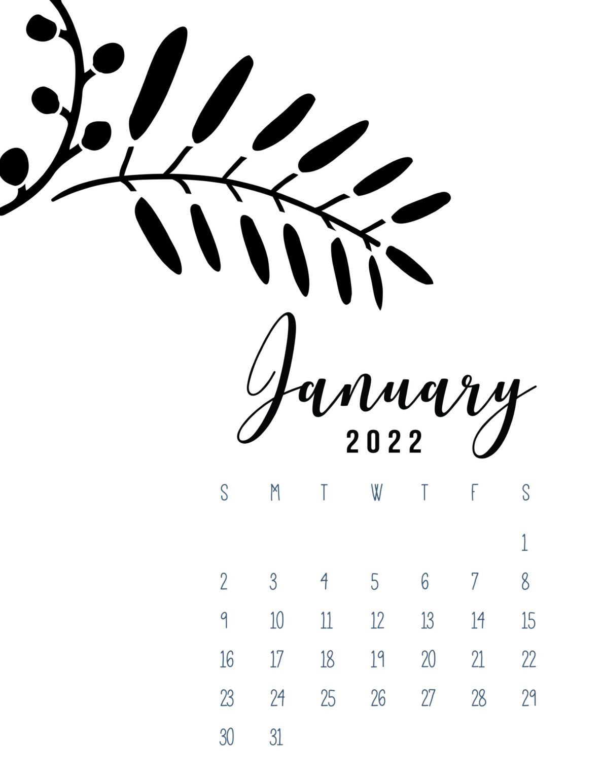 Free Printable January 2022 Calendars - World of Printables