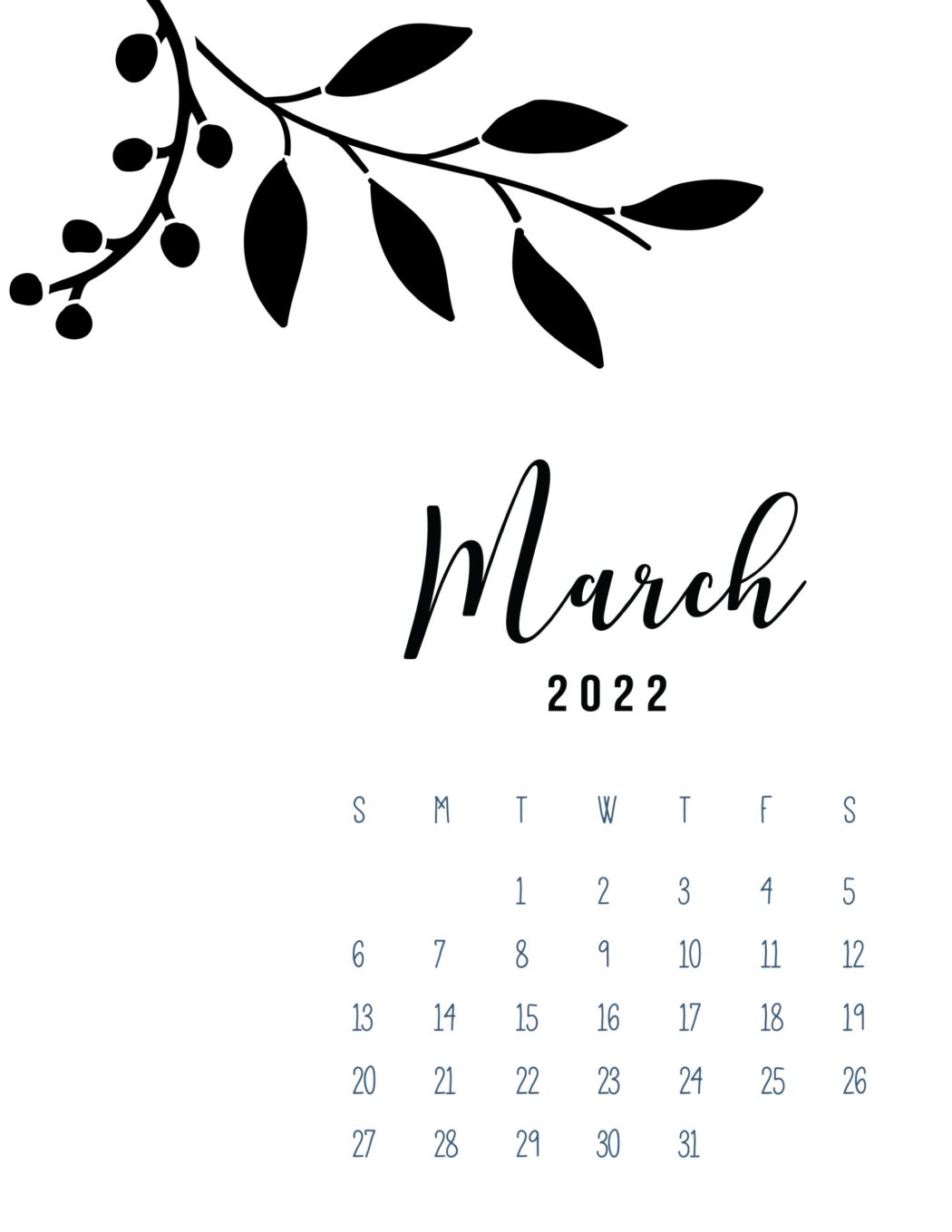 Free Printable March 2022 Calendars - World of Printables