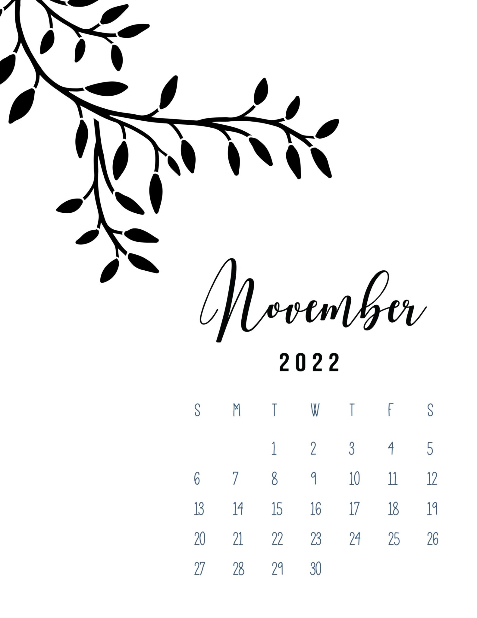 Free Printable November 2022 Calendars - World of Printables