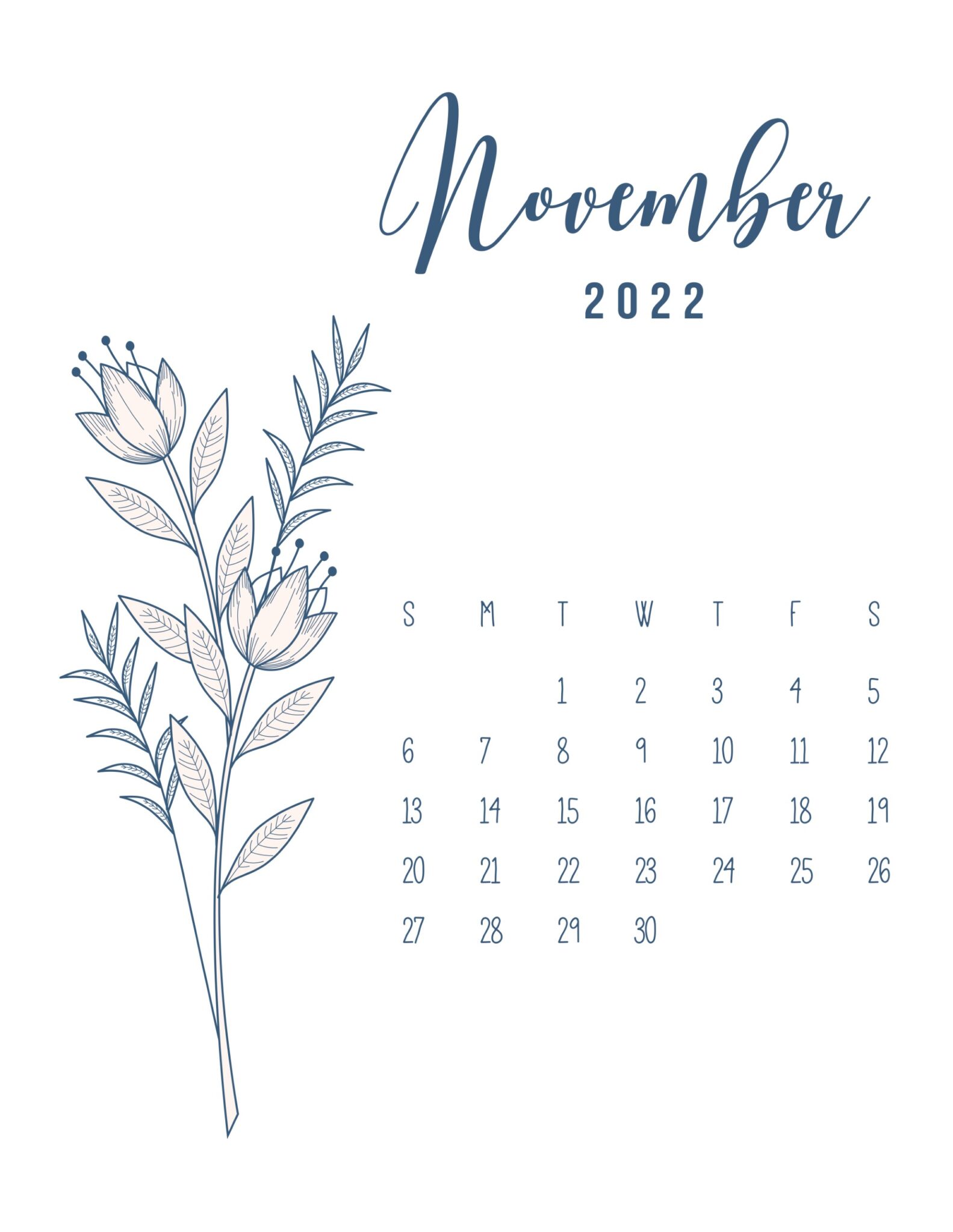 Free Printable November 2022 Calendars - World of Printables
