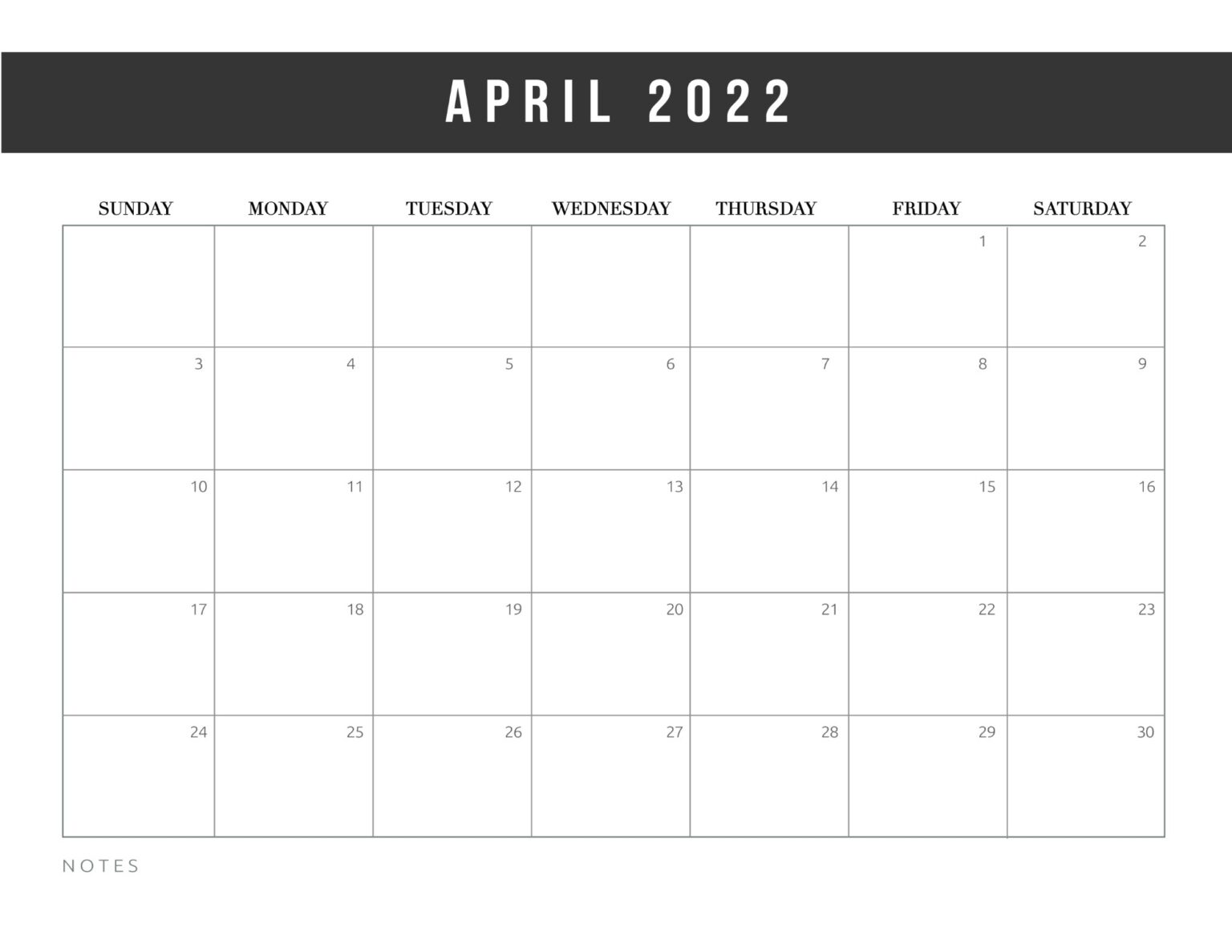 Free Printable April 2022 Calendars - World of Printables