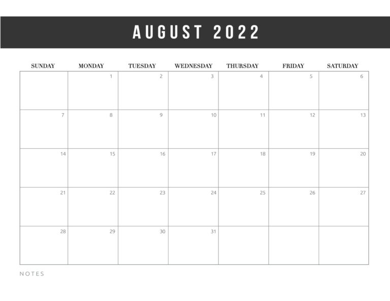 Free Printable August 2022 Calendars - World of Printables