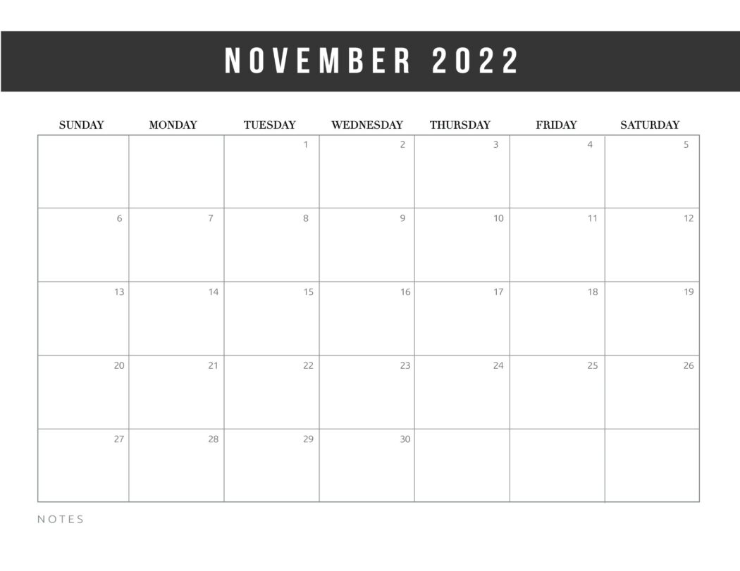 Free Printable November 2022 Calendars - World of Printables