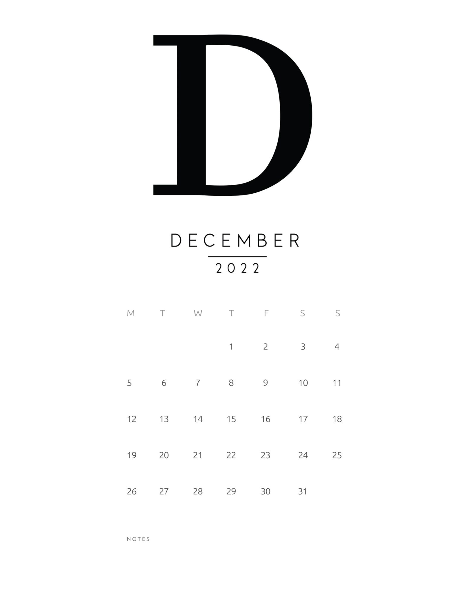 Free Printable December 2022 Calendars - World of Printables