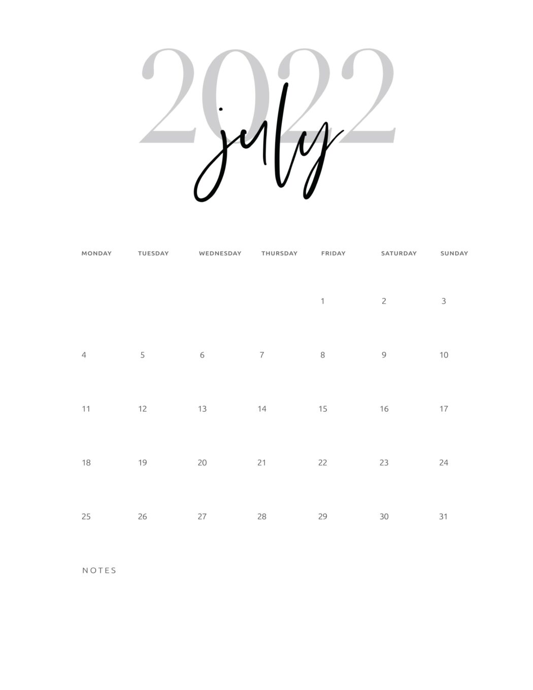 Free Printable July 2022 Calendars - World of Printables