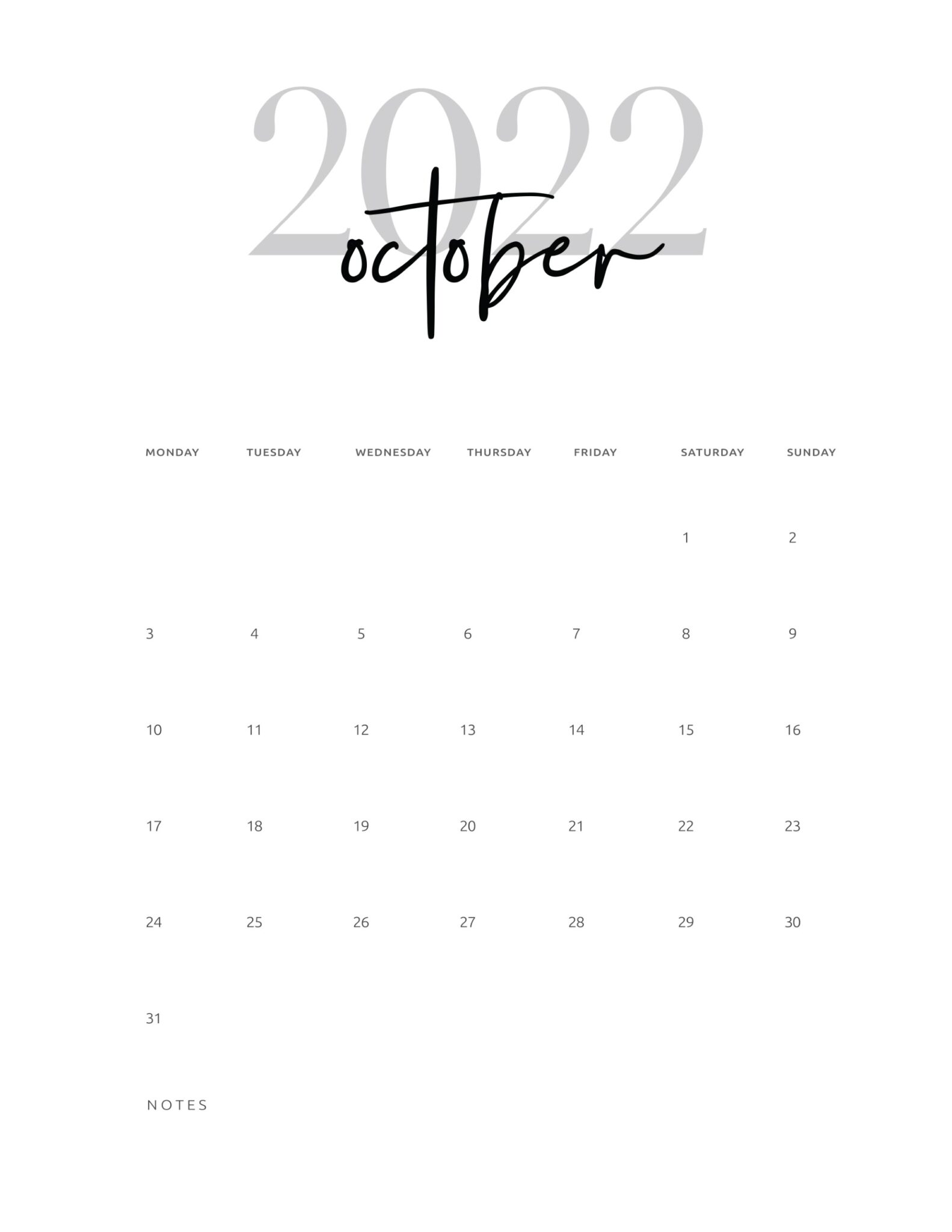 Free Printable October 2022 Calendars - World of Printables