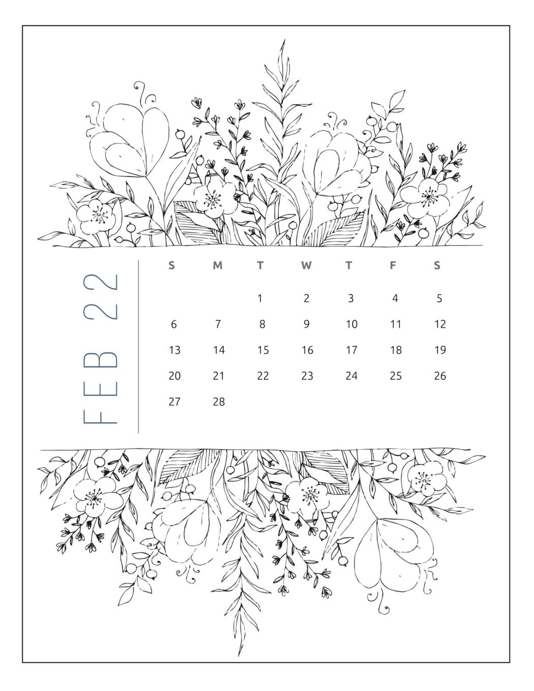 Free Printable February 2022 Calendars - World of Printables