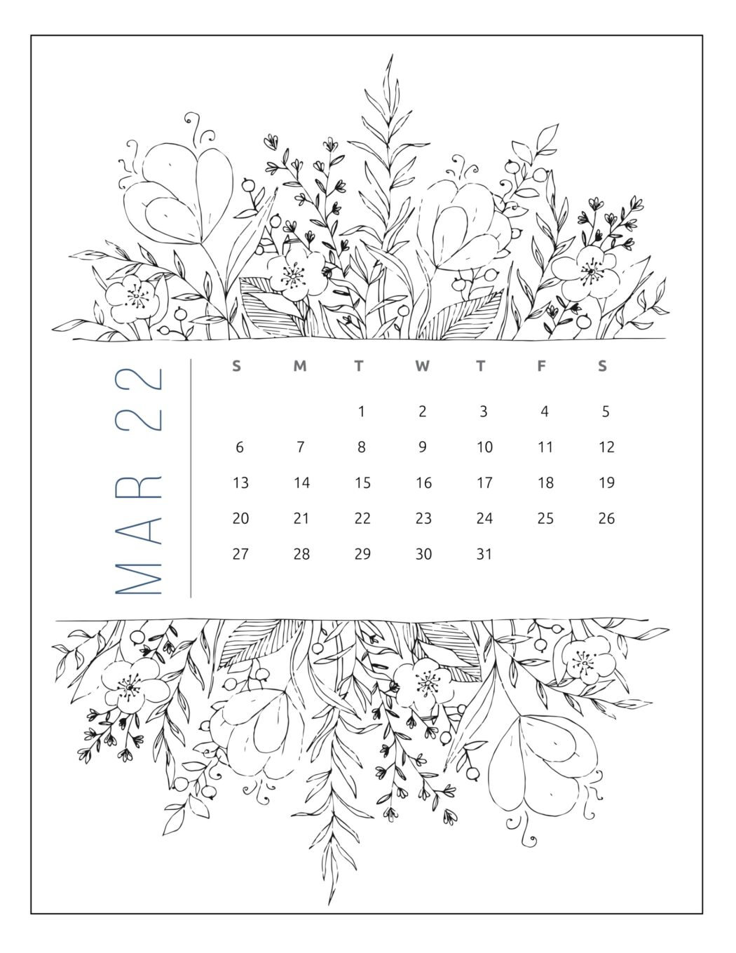 Free Printable March 2022 Calendars - World of Printables