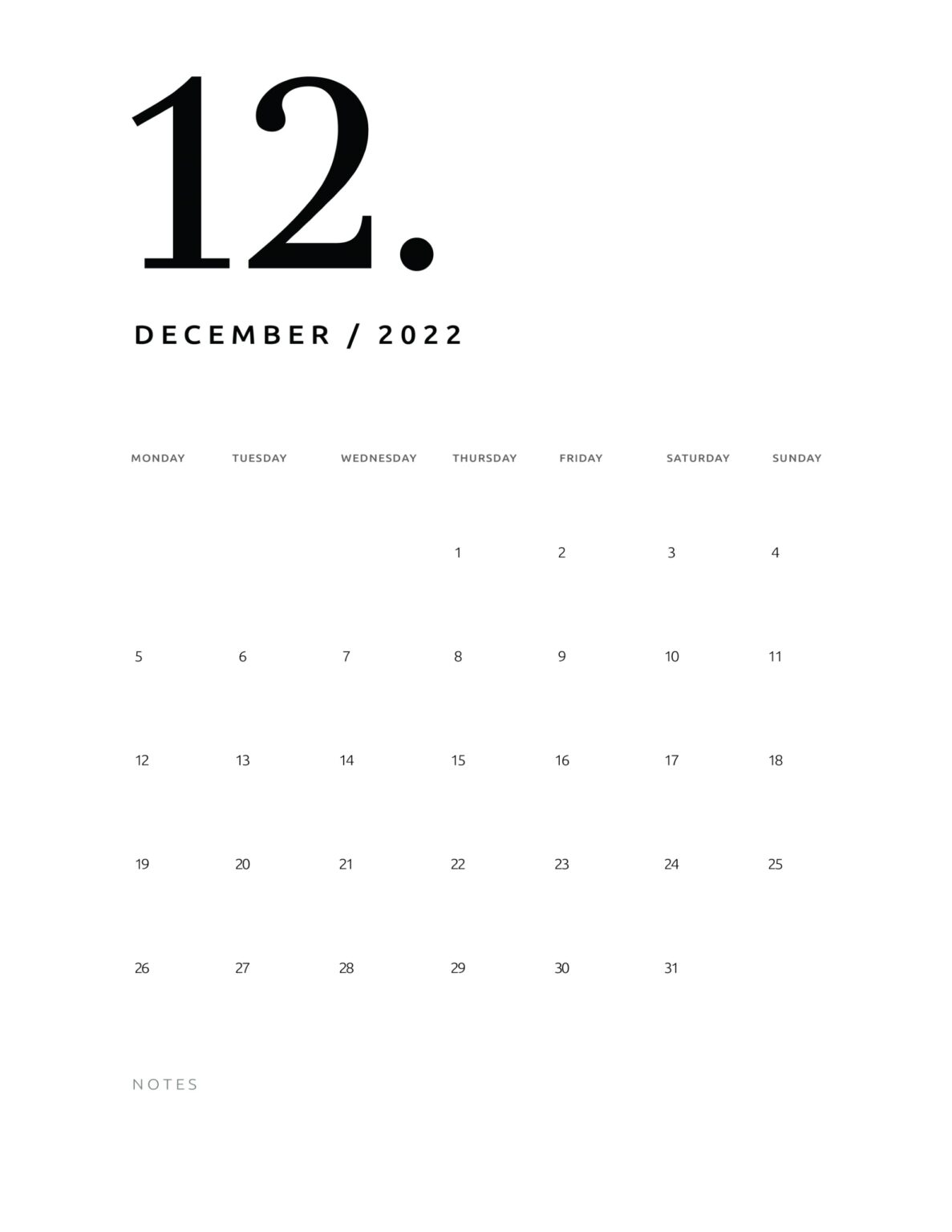 Free Printable December 2022 Calendars - World of Printables