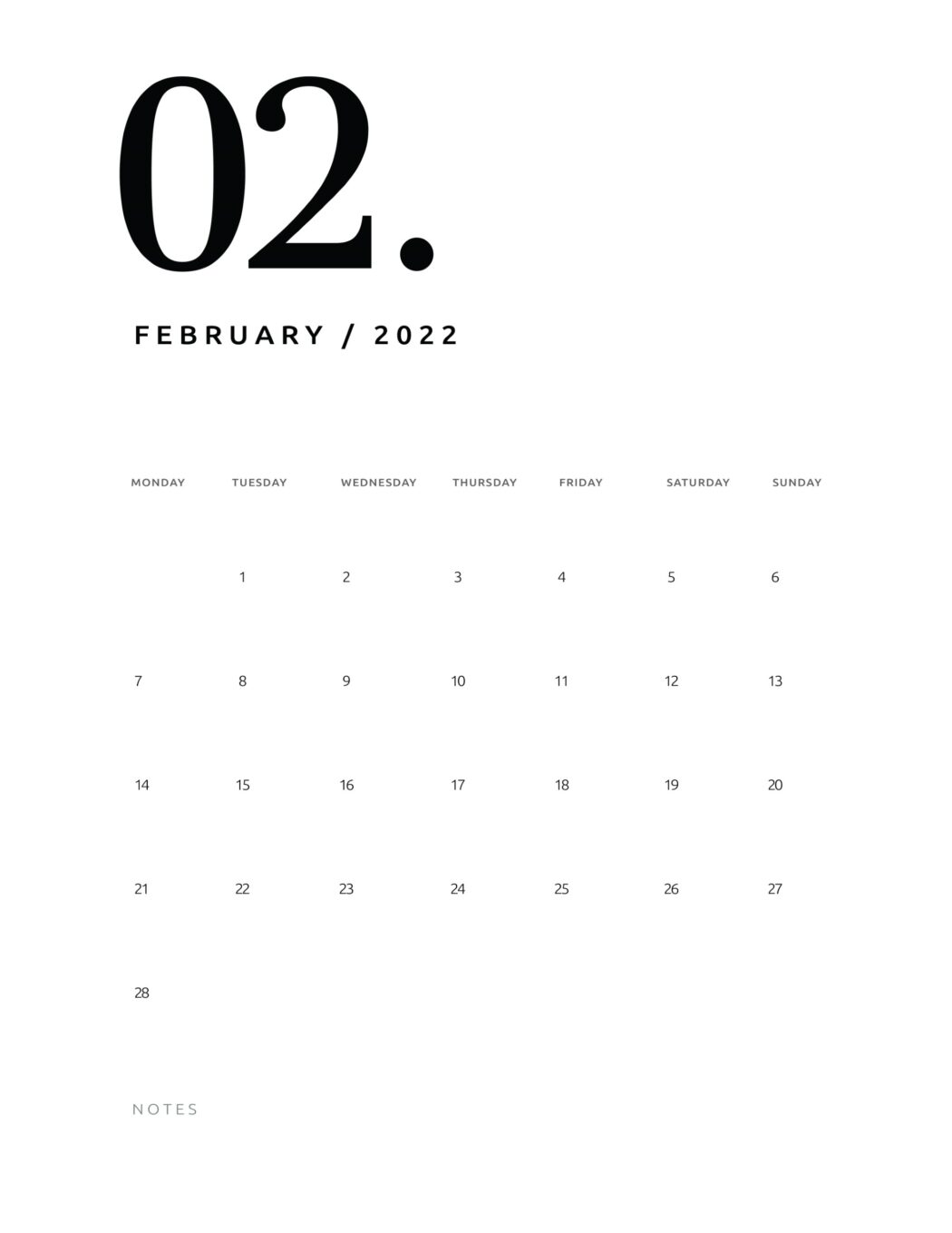 Free Printable February 2022 Calendars - World of Printables