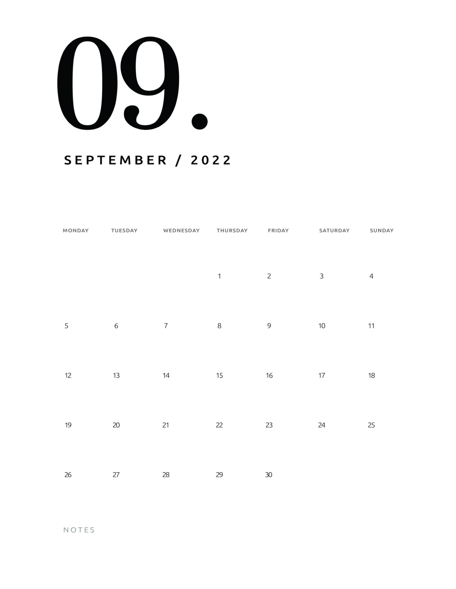Free Printable September 2022 Calendars - World of Printables