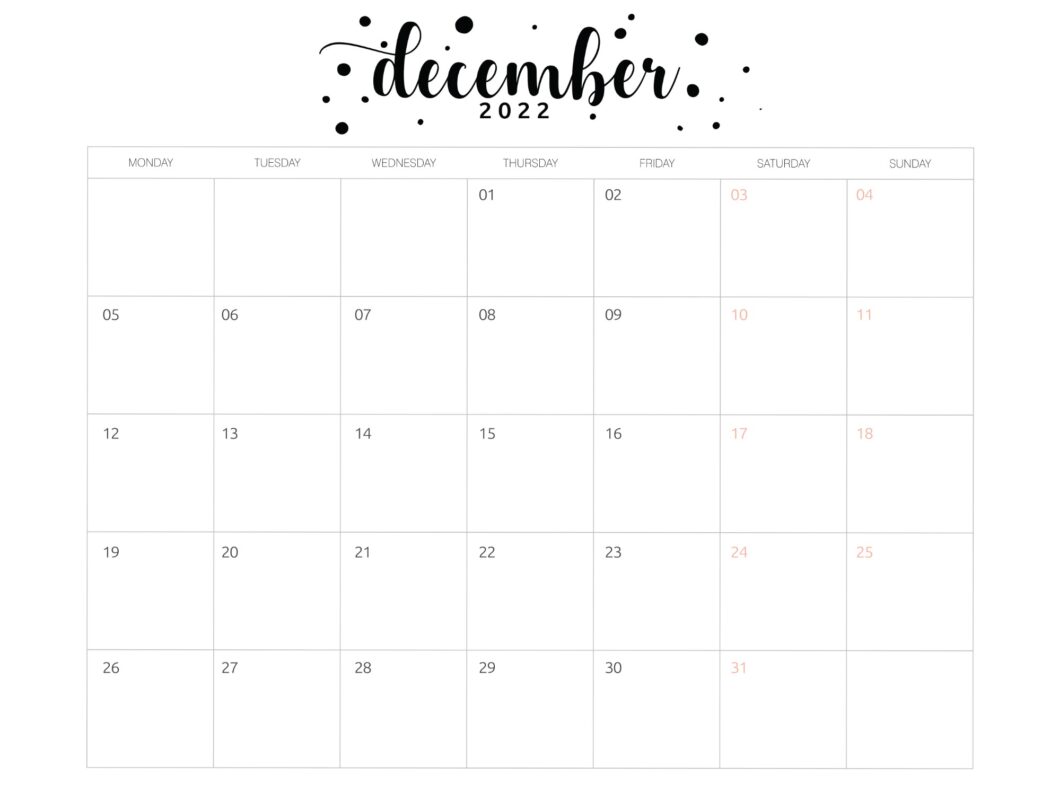Free Printable December 2022 Calendars - World of Printables