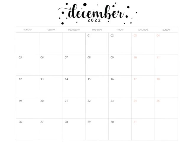 Free Printable December 2022 Calendars - World of Printables
