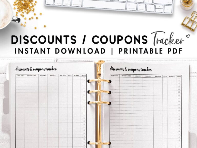 Printable Discounts And Coupons Tracker - World of Printables