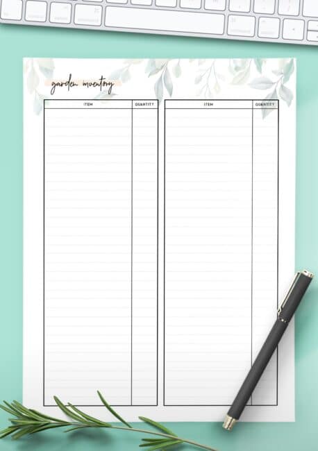 Printable Garden Inventory Template - World of Printables