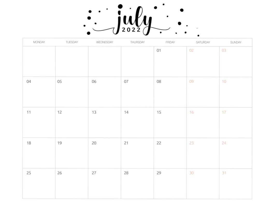 Free Printable July 2022 Calendars - World of Printables