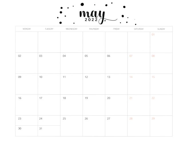 Free Printable May 2022 Calendars - World of Printables