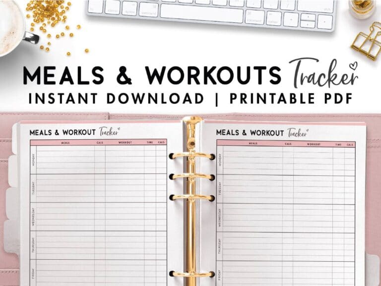 Printable Meals And Workouts Template - World of Printables