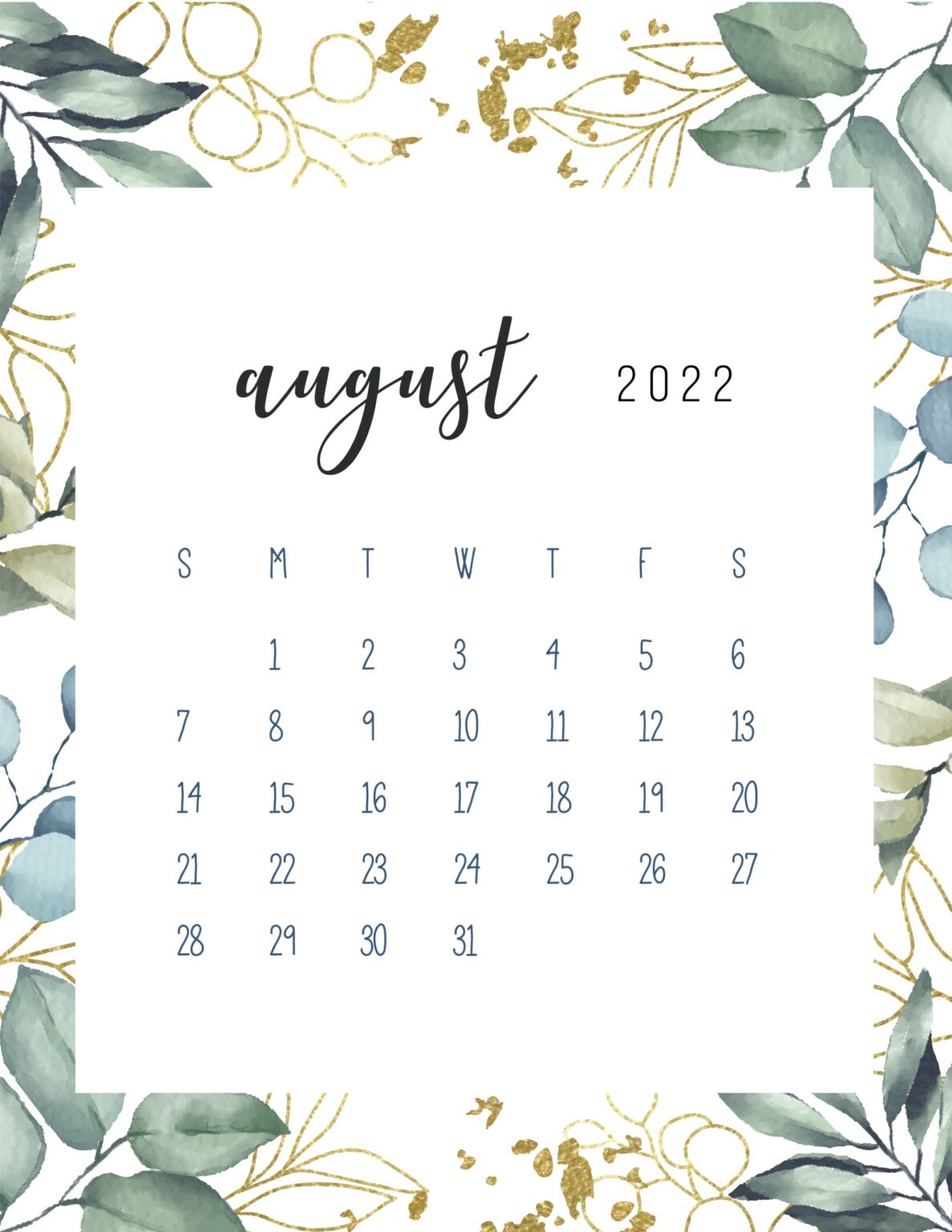 Free Printable August 2022 Calendars - World of Printables
