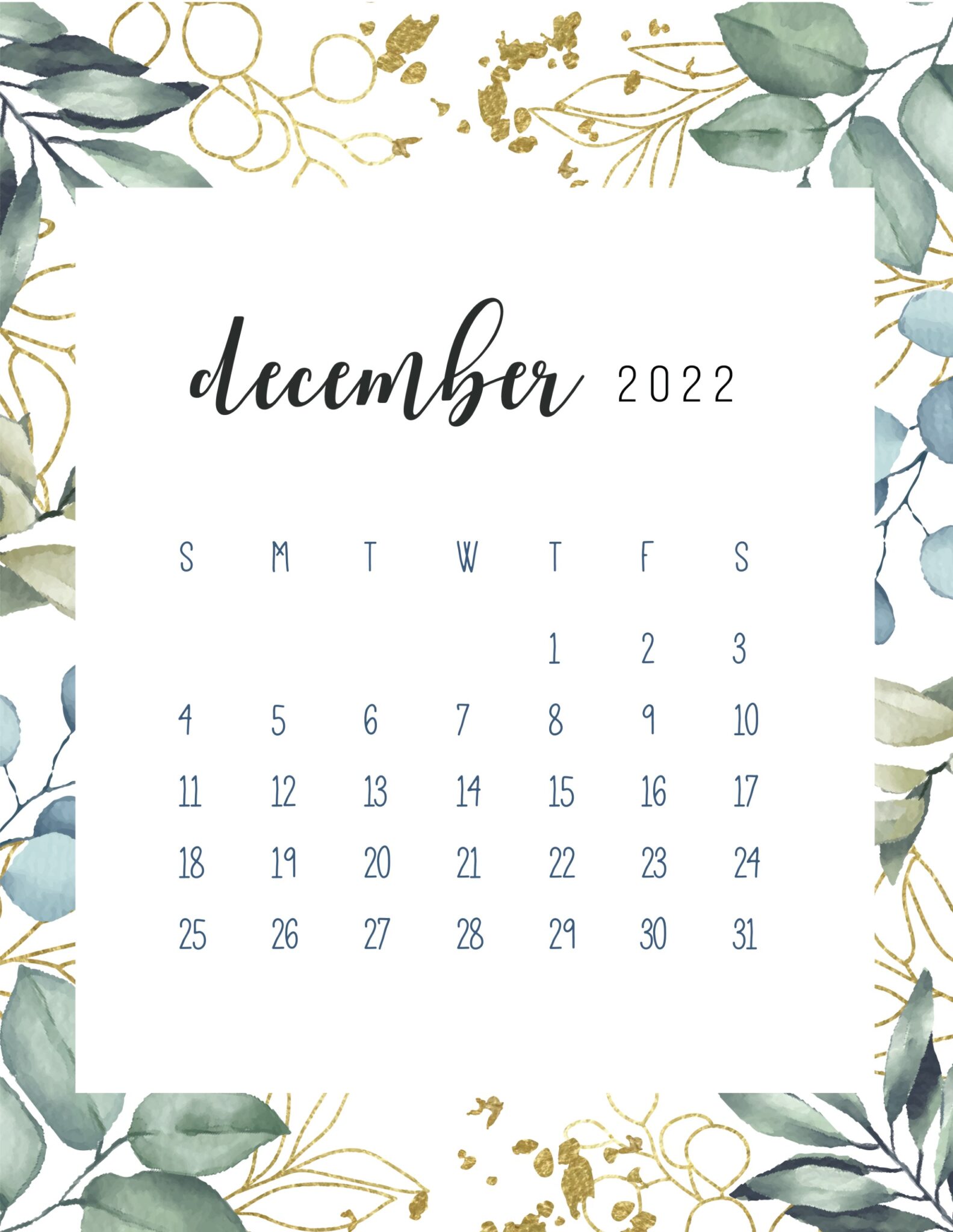 Free Printable December 2022 Calendars - World of Printables