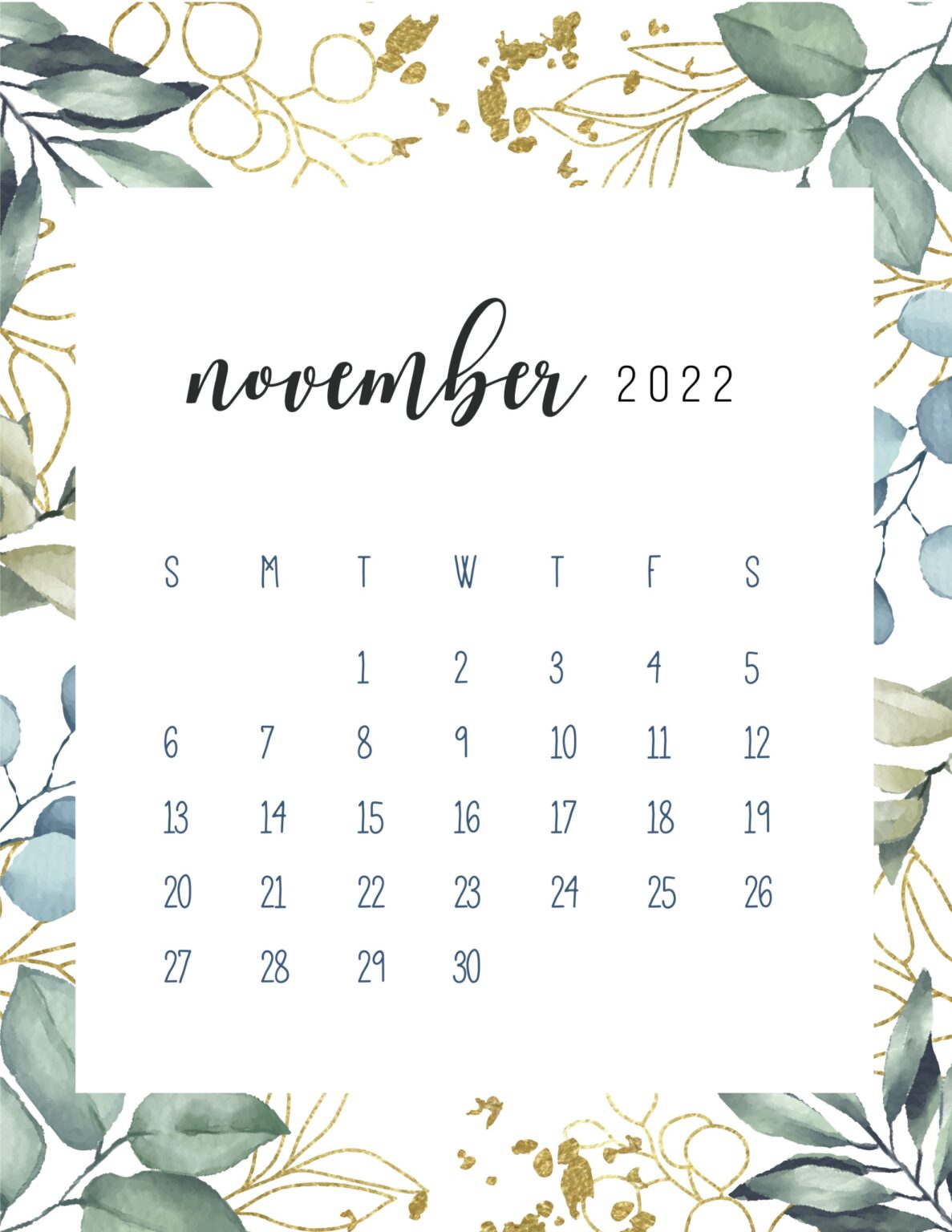 Free Printable November 2022 Calendars - World of Printables