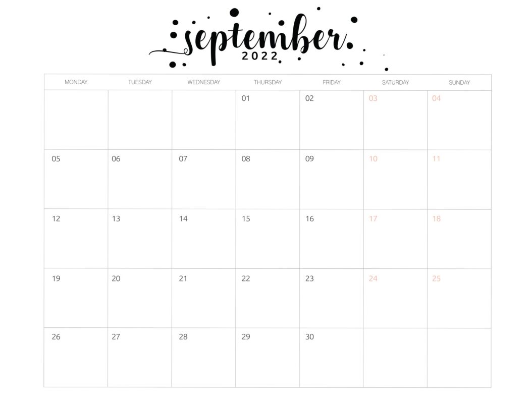 Free Printable September 2022 Calendars - World of Printables