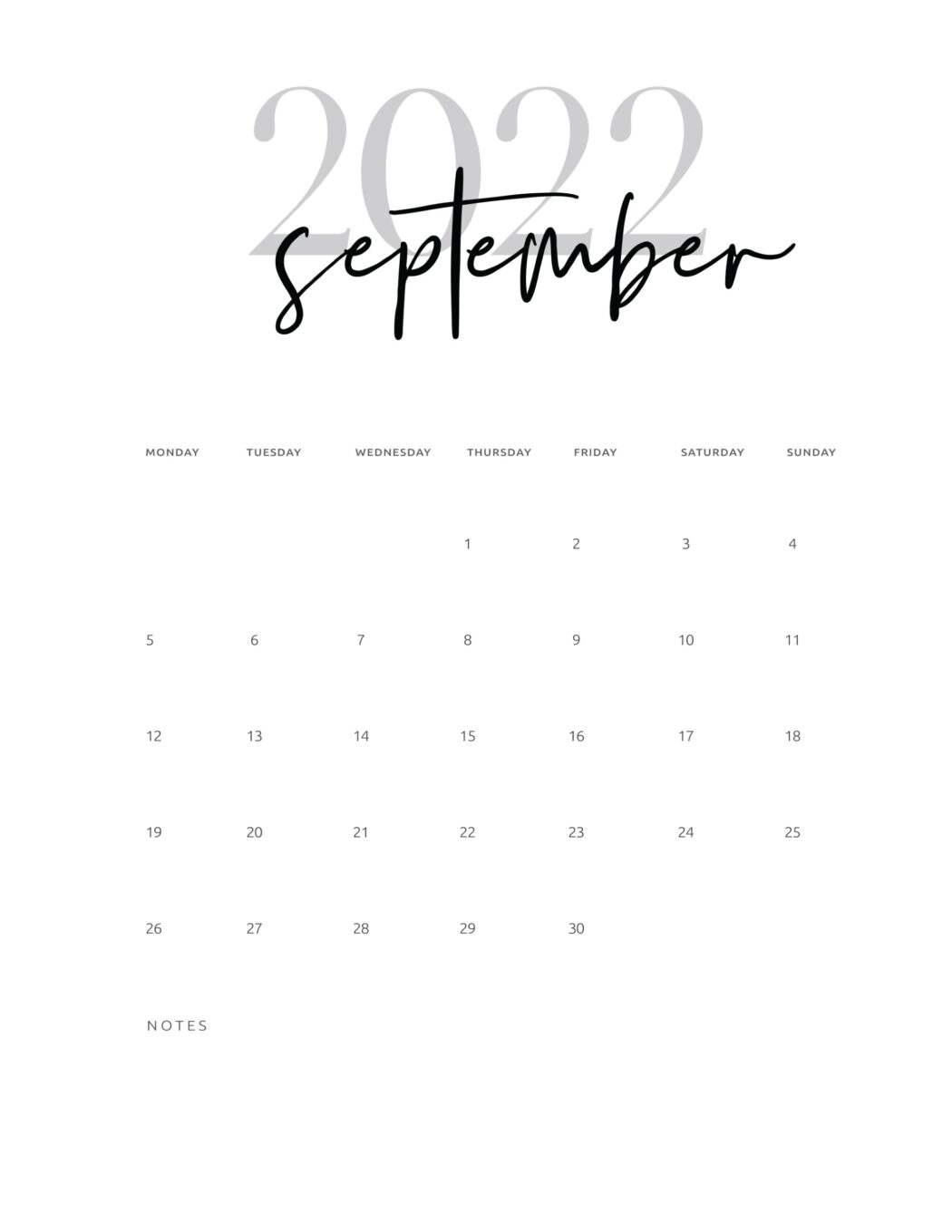 Free Printable September 2022 Calendars - World of Printables