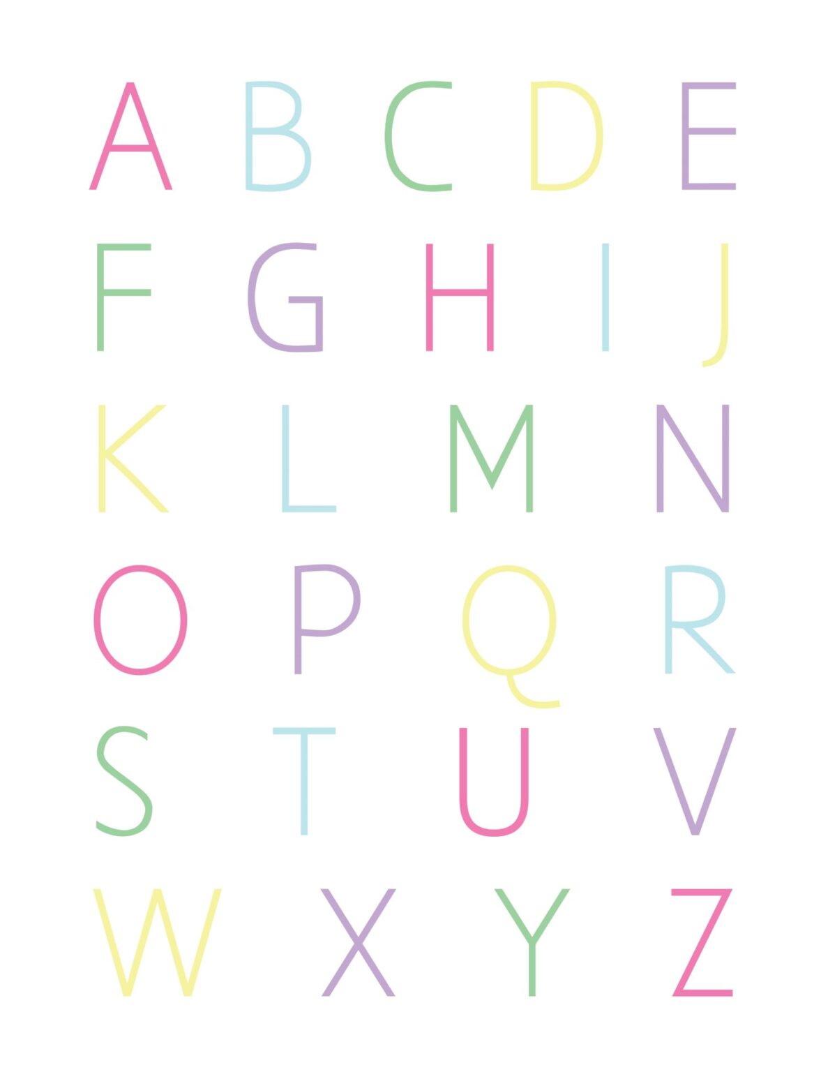 Free Printable Wall Art - Alphabet Pastel Art Print - World of Printables