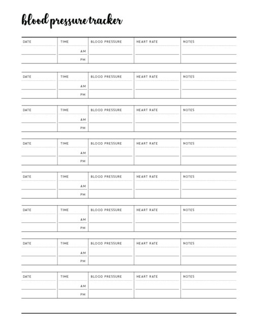 Download Blood Pressure Tracker PDF - World of Printables
