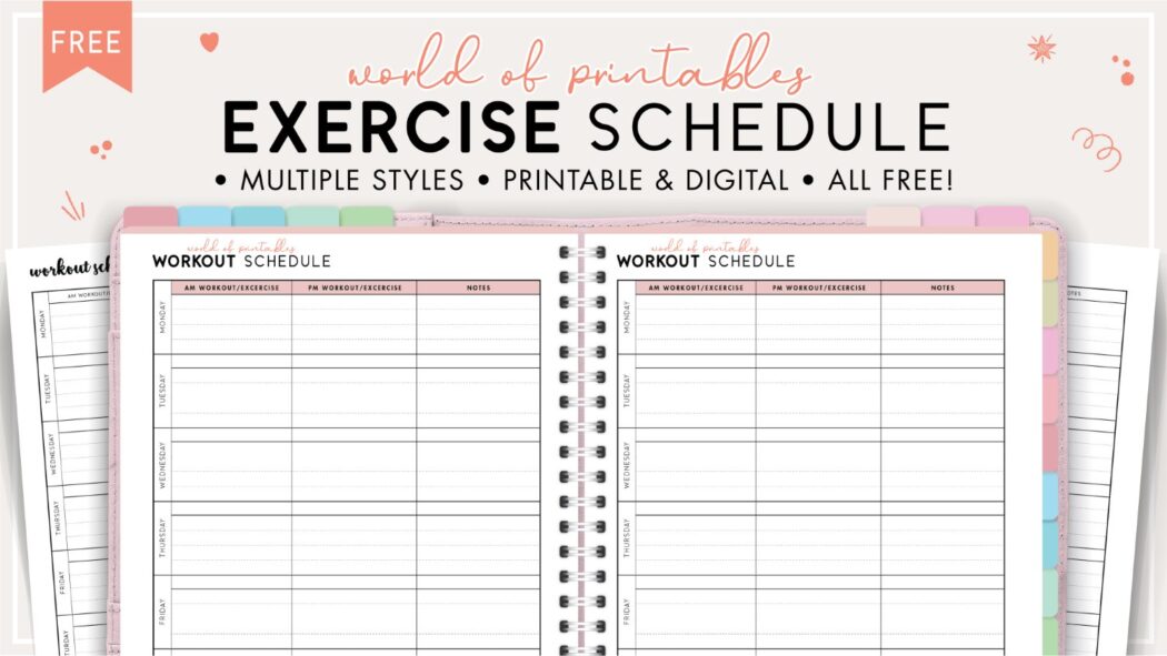 Free Printable Exercise Schedule Template - World of Printables