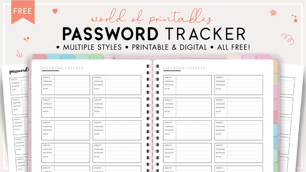 Free Password Tracker Template - World of Printables