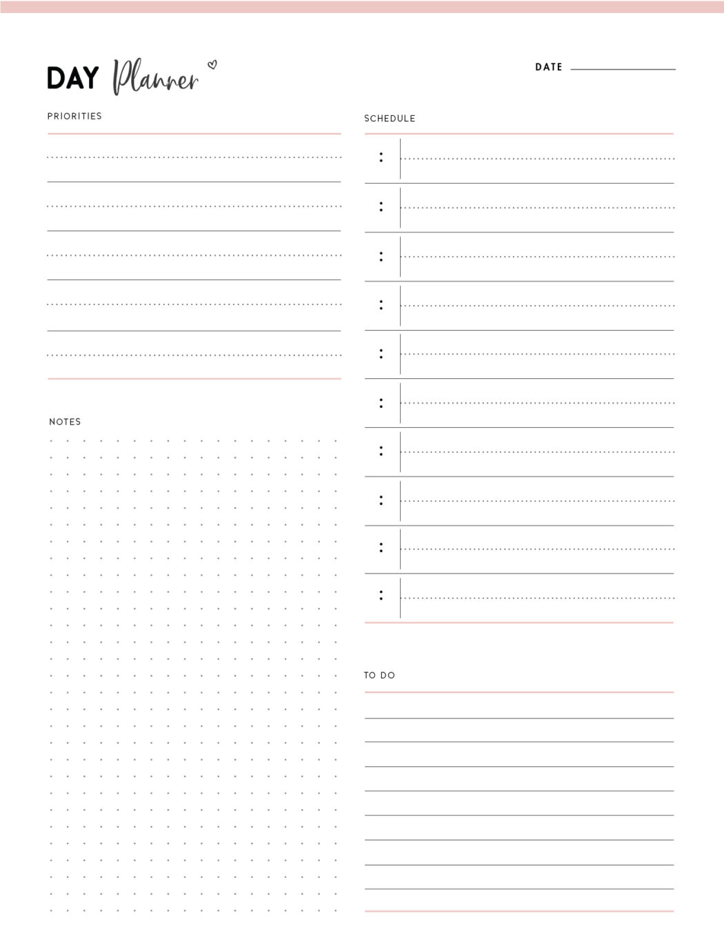 Free Daily Agenda Planner Printables